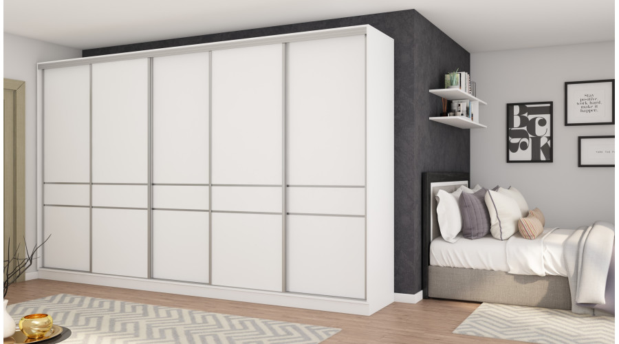 Sliding wardrobe 5D/360 - 17 shelves, Sevroll system